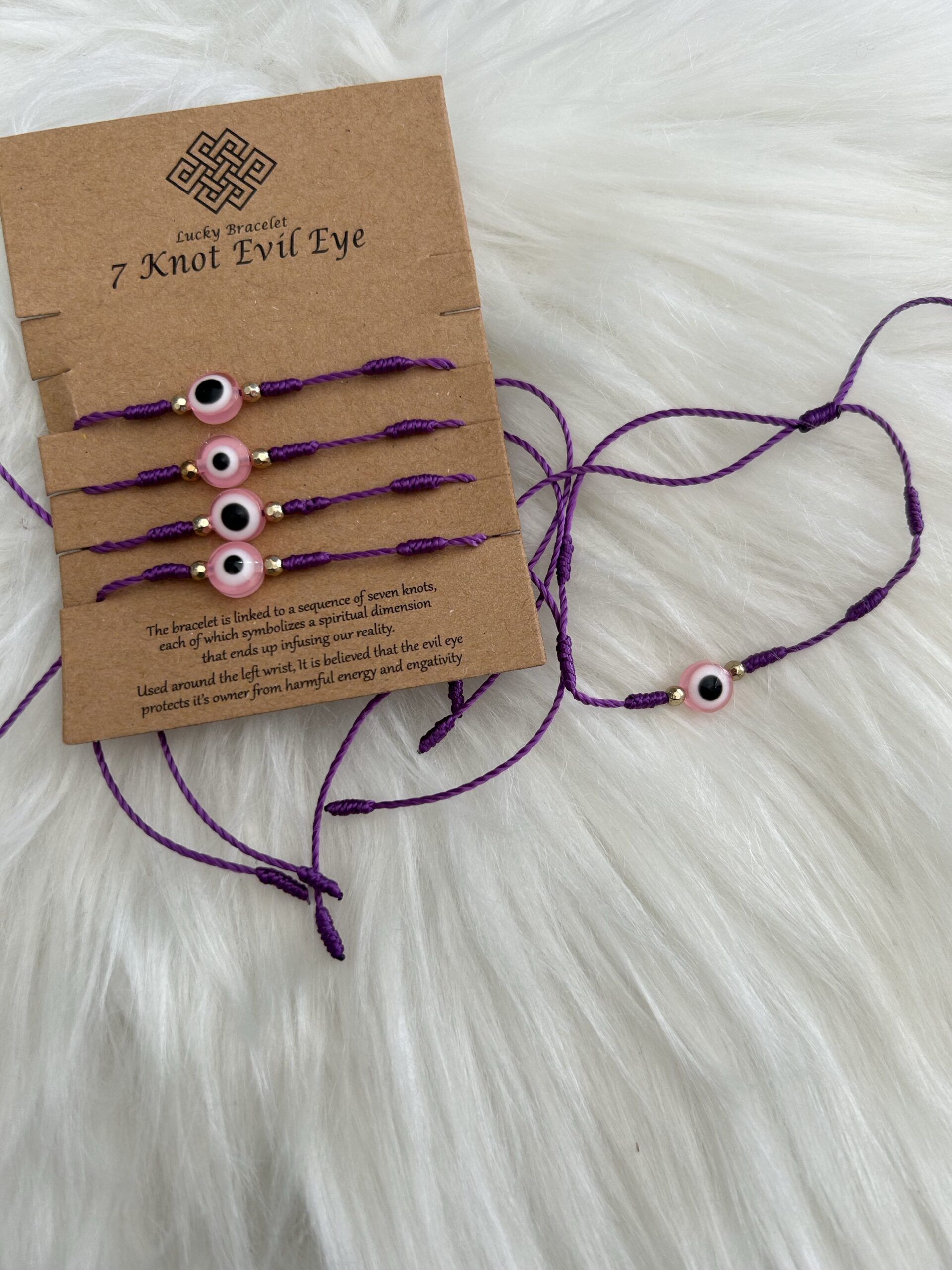 Pulsera morada 7 nudos + ojo turco - El Rincón de Nelly, tu tienda ...